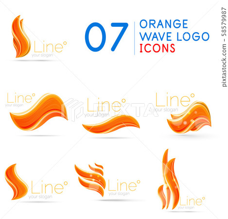 Set of orange color wave logo templates - Stock Illustration [58579987 ...
