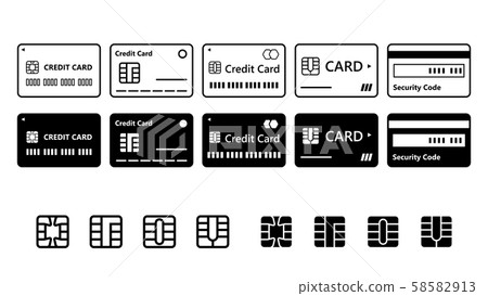 Card, credit card, credit card icon set black... - Stock Illustration ...
