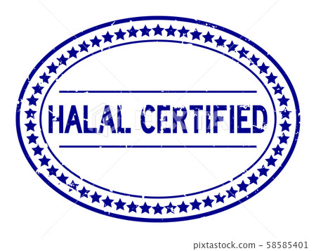 Grunge blue halal certified word oval rubber...-插圖素材 [58585401] - PIXTA圖庫