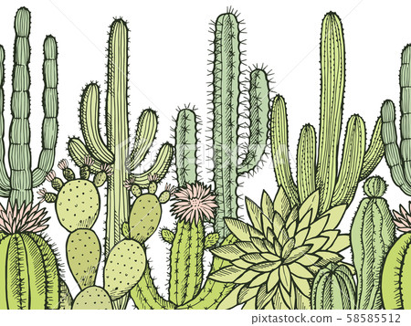 Horizontal seamless pattern with illustrations... - Stock Illustration ...