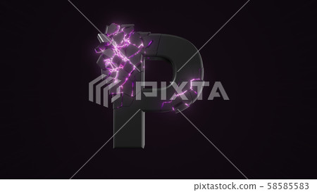 strangely cracked P letter. technological and - Stock Illustration ...