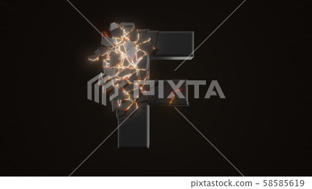 strangely cracked F letter. technological and - Stock Illustration ...