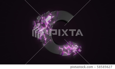 strangely cracked C letter. technological and - Stock Illustration ...