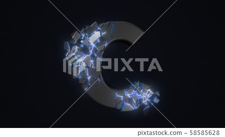 strangely cracked C letter. technological and - Stock Illustration ...