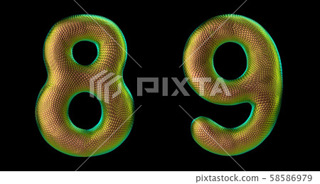 Number set 8, 9 made of realistic 3d render... - Stock Illustration ...