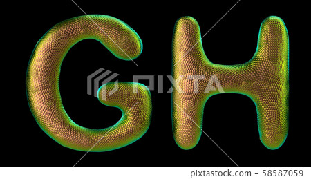 Letter set G, H made of realistic 3d render... - Stock Illustration ...