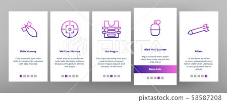 Army Military Onboarding Elements Icons Set Vector - Stock Illustration ...