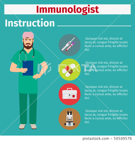 Medical equipment instruction for immunologist - Stock Illustration ...