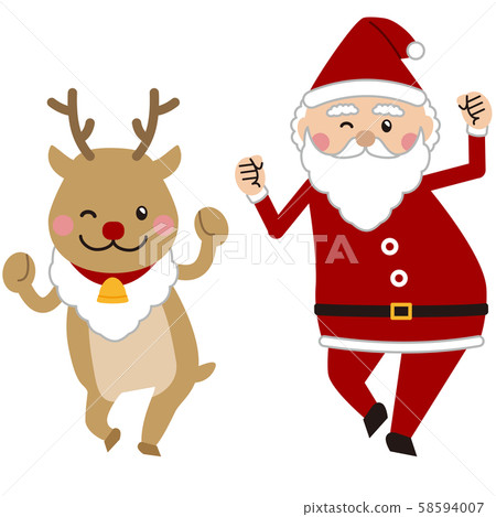 Christmas Dancing Santa and Reindeer Step - Stock Illustration ...
