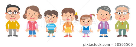 Three generation family illustration - Stock Illustration [58595509 ...