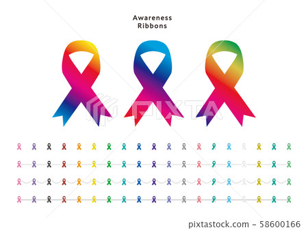 Awareness Ribbon (Cancer) Rainbow with... - Stock Illustration ...