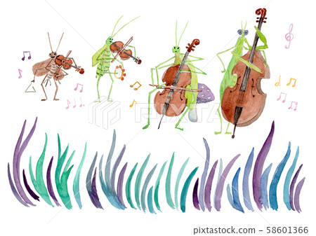 Insect music band watercolor - Stock Illustration [58601366] - PIXTA
