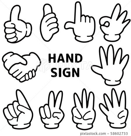 Hand sign icon set - Stock Illustration [58602733] - PIXTA