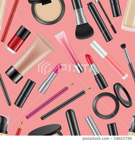 Vector realistic makeup elements pattern or... - Stock Illustration ...