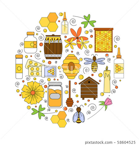 Propolis card concept. Vector honey... - Stock Illustration [58604525 ...