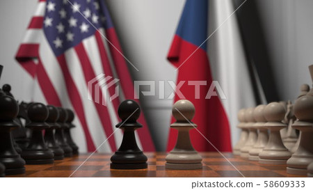 Flags of the USA and the Czech Republic behind... - Stock Illustration ...