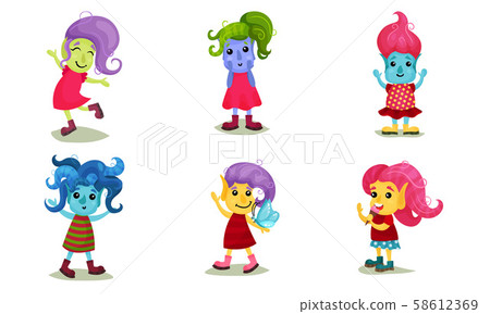 Cute Little Forest Living Creatures. Forest Elf... - Stock Illustration ...