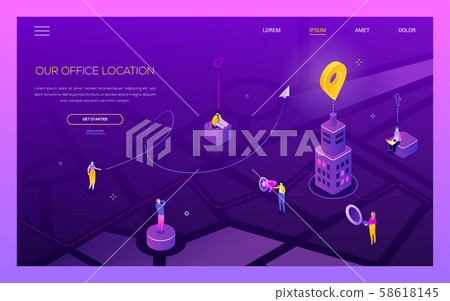 Our office location - modern colorful isometric... - Stock Illustration ...