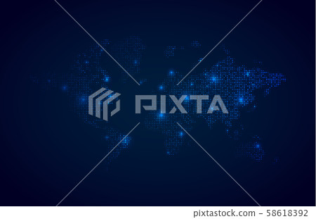 Glowing world map vector background - Stock Illustration [58618392] - PIXTA