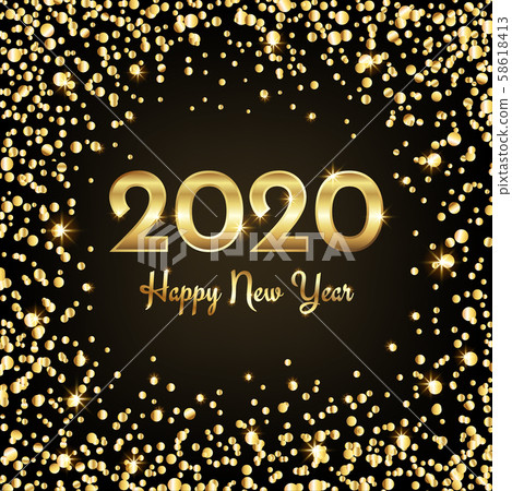2020 happy new year congratulation with gold... - Stock Illustration ...