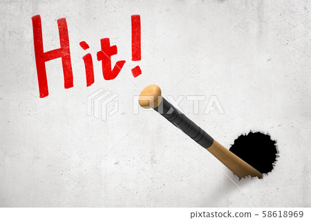 3d rendering of concrete wall with title 'Hit'... - Stock Illustration ...