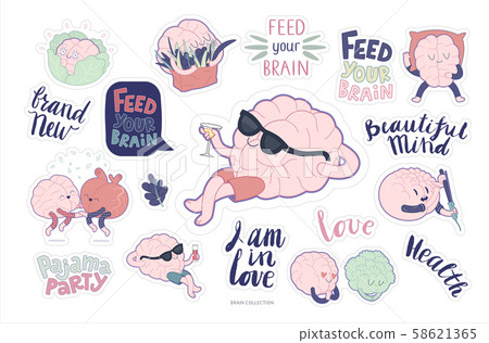 Brain stickers feed and leisure set - Stock Illustration [58621365] - PIXTA