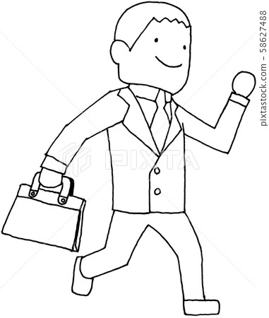 Walking businessman, cheerful salesman [hand... - Stock Illustration ...