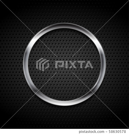 Silver metallic ring on black perforated - Stock Illustration [58630578 ...