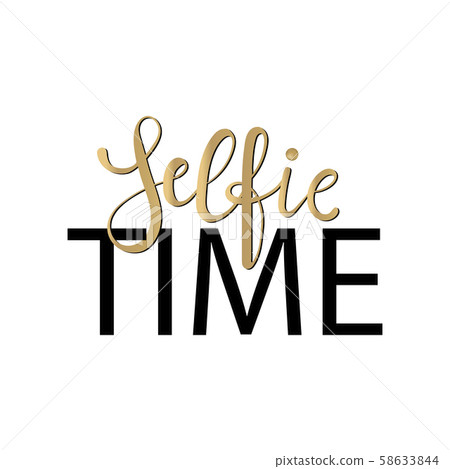 Selfie Time - Hand drawn typography lettering - Stock Illustration ...
