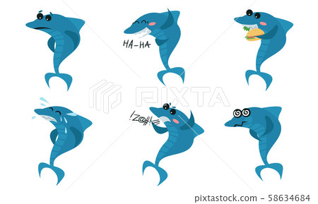 Humanized shark experiences different emotions.... - Stock Illustration ...