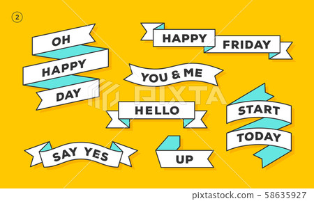 Ribbon Banner. Set of white ribbon banner with... - Stock Illustration ...