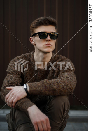Handsome young American model man in sunglasses - Stock Photo [58636477 ...