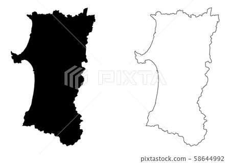 Akita Prefecture map vector.... - Stock Illustration [58644992] - PIXTA