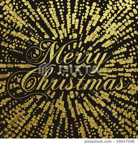 Merry Christmas gold glittering lettering... - Stock Illustration ...