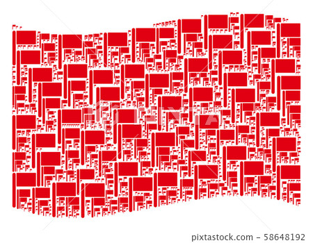 Waving Red Flag Collage of Flag Items - Stock Illustration [58648192 ...