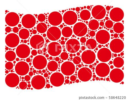Waving Red Flag Collage of Circle Items - Stock Illustration [58648220 ...