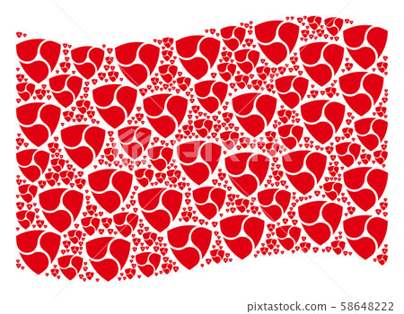 Waving Red Flag Pattern of Triple Shield Items - Stock Illustration ...