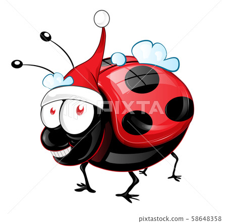 Lady Bug Character with Santa Claus hat . vector - Stock Illustration ...