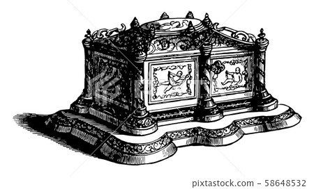 Casket is adorned, vintage engraving. - Stock Illustration [58648532 ...