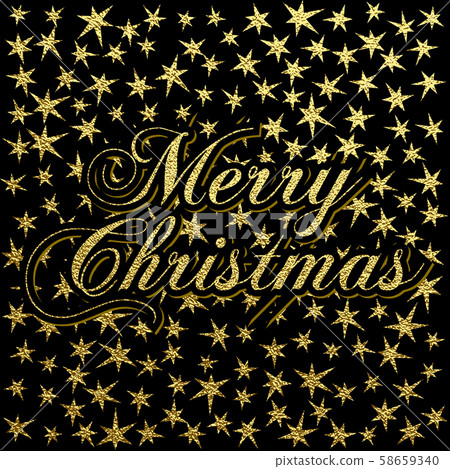 Merry Christmas gold glittering lettering design. - Stock Illustration ...