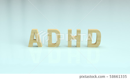 The ADHD wood text on glossy plate for medical... - Stock Illustration ...
