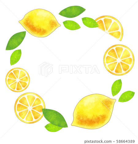 Lemon lease wreath watercolor - Stock Illustration [58664389] - PIXTA