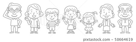Three generations family outline illustration - Stock Illustration ...