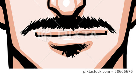 Mouth, male, beard, nasal hair, mole, hair,... - Stock Illustration ...