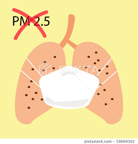 Protect PM 2.5 concept: There is lung with much... - Stock Illustration ...