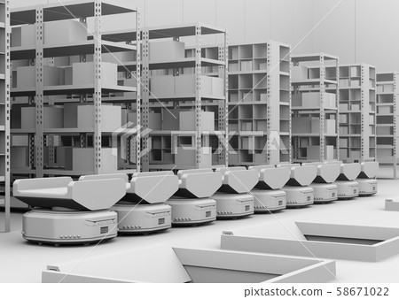 Clay rendering image of sorting AMR autonomous... - Stock Illustration ...