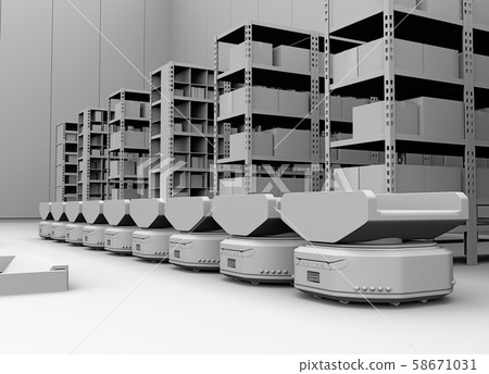 Clay rendering image of sorting AMR autonomous... - Stock Illustration ...