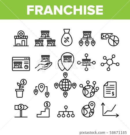 Franchise Collection Elements Icons Set Vector - Stock Illustration ...