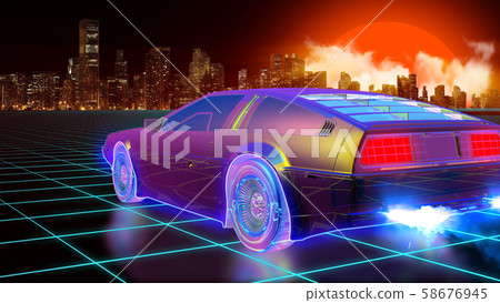 Bright retro futuristic world of computer space... - Stock Illustration ...