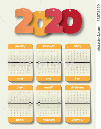 2020 Modern calendar template - Stock Illustration [58678979] - PIXTA